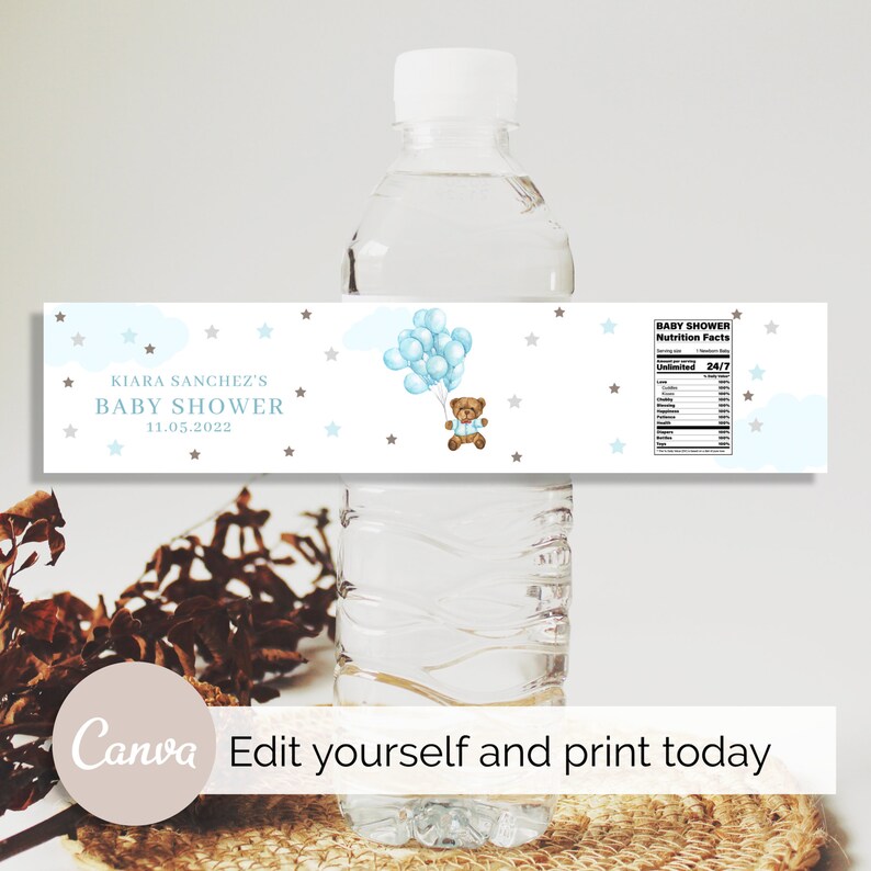 We Can Bearly Wait Baby Shower Water Bottle Label Template - Etsy