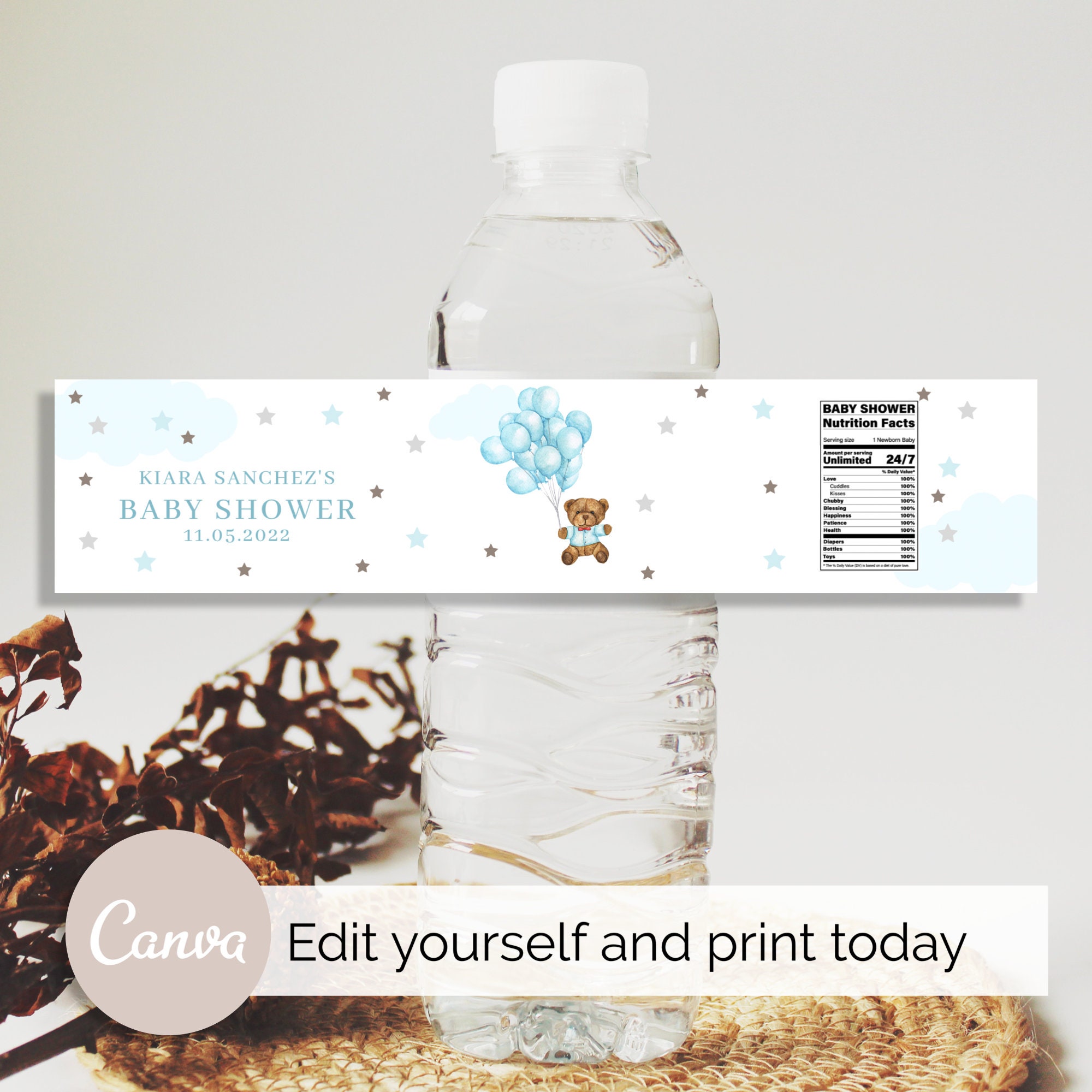 We Can Bearly Wait Baby Shower Water Bottle Label Template - Etsy