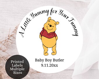 Pooh Bear Stickers, Pooh Bear Baby Shower Labels, Winnie Honey Favor ...