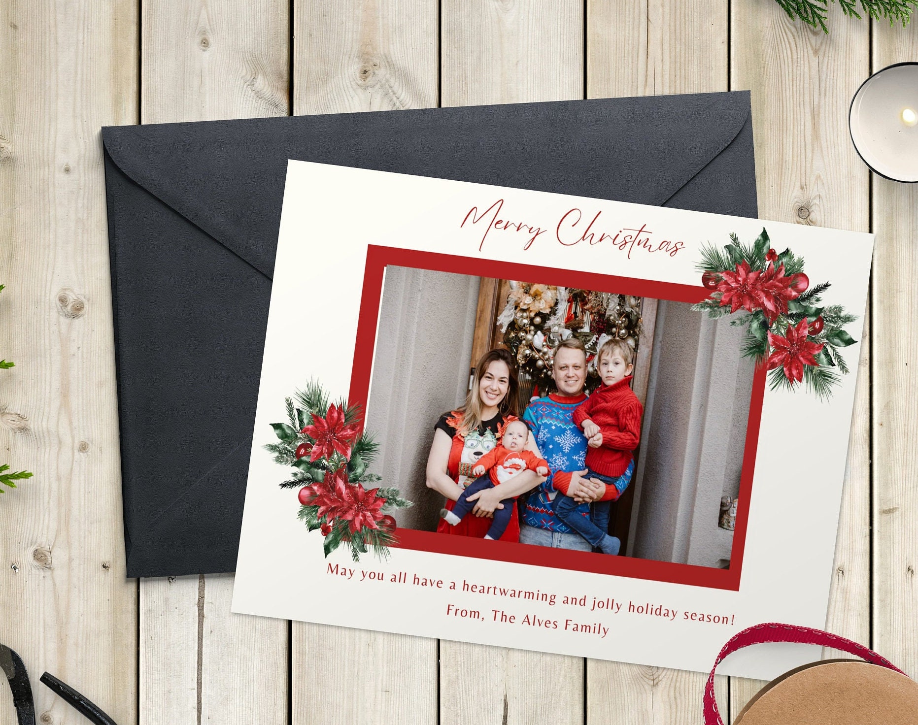 Editable Photo Christmas Card Photo Holiday Card Editable - Etsy