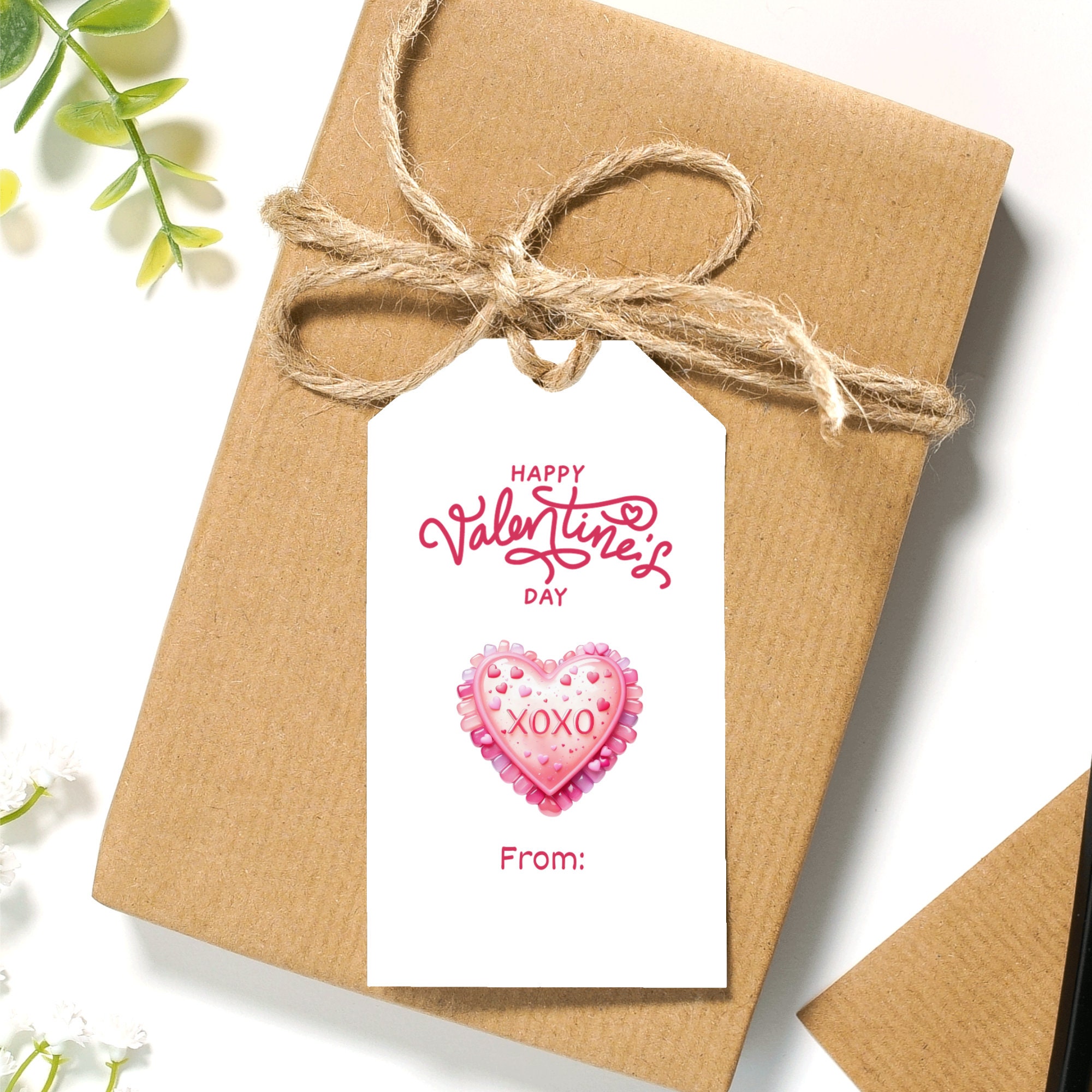 Pink Hearts Valentine's Day Gift Tag Labels (printable PDF) - Etsy