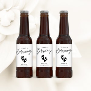 Set of 6 Custom Minimalistic Baby Announcement Beer Label, A Baby is ...
