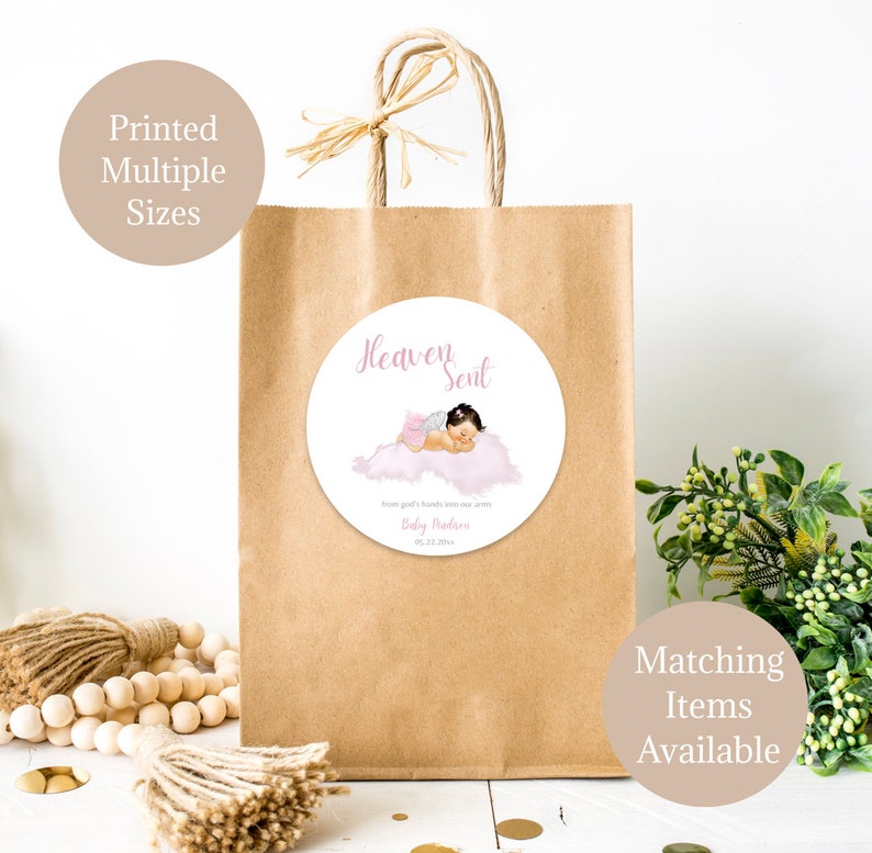 Custom Heaven Sent Baby Shower Labels Baby Girl Heaven Sent - Etsy