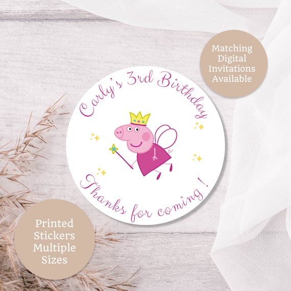 Personalized Peppa Pig Round Stickers Peppa Pig Birthday - Etsy