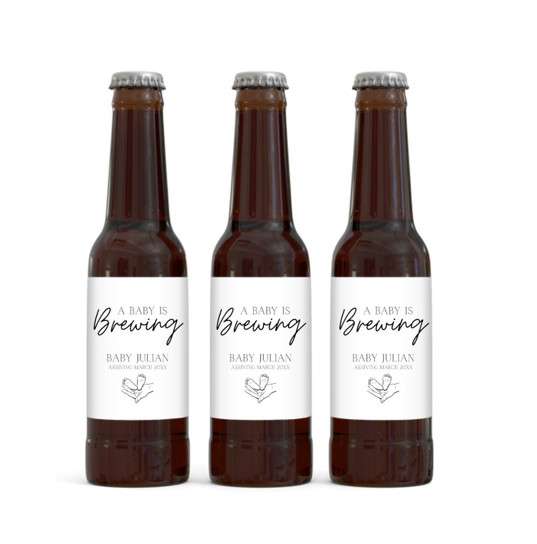 Set of 6 Custom Pregnancy Announcement Beer Labels, Baby Announcement ...