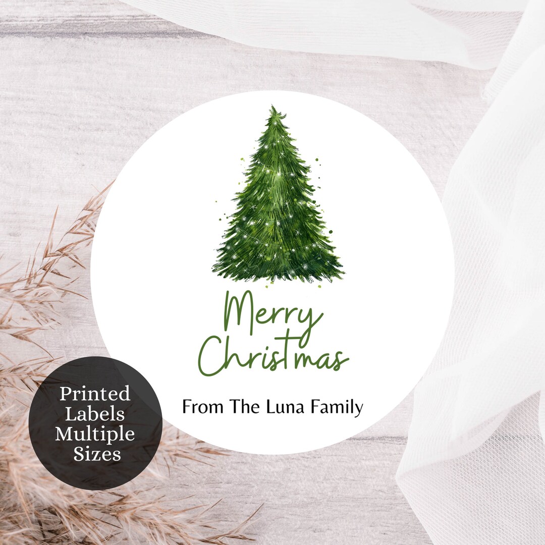 Merry Christmas Labels, Custom Christmas Stickers, Custom Christmas ...