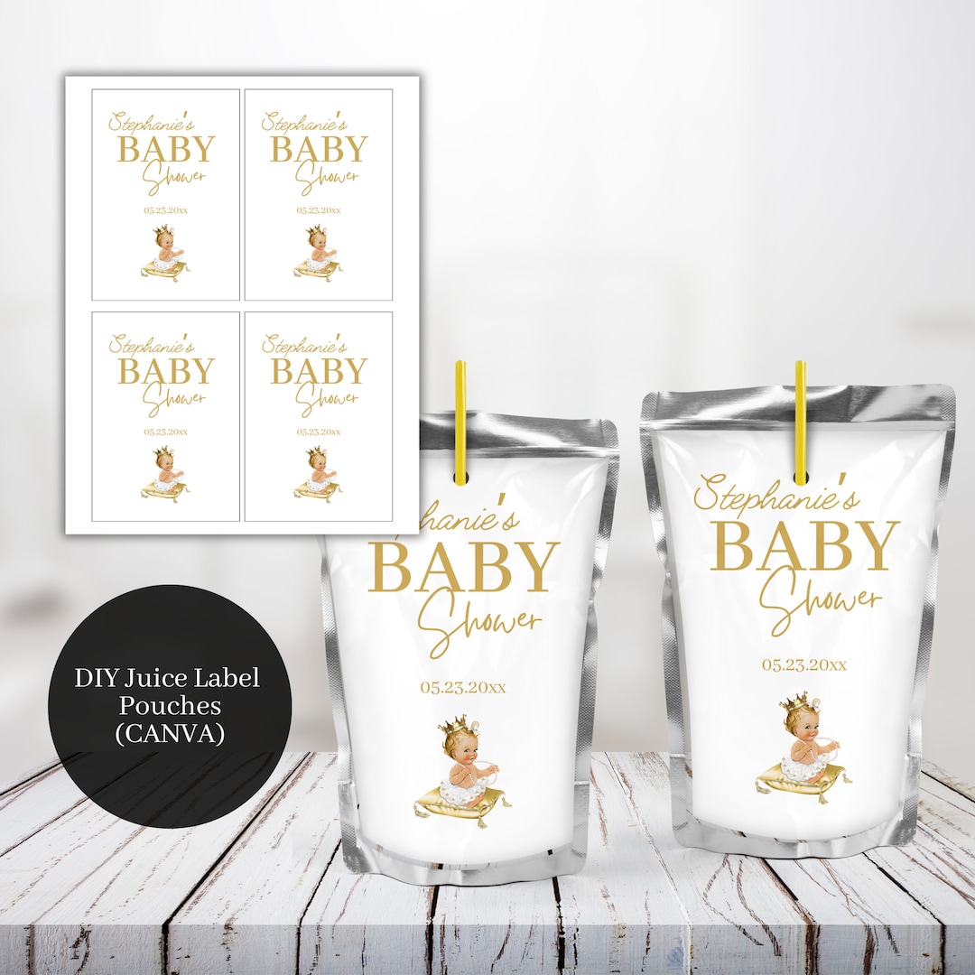Editable Juice Label Template, Royal Princess Pillow Juice Pouch Labels ...