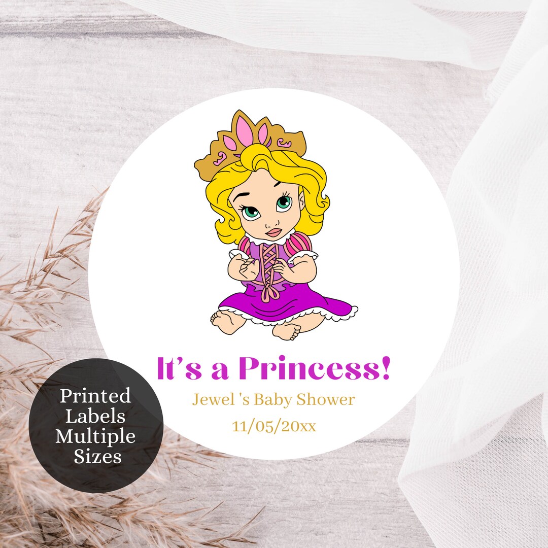 Custom Baby Princess Baby Shower Labels, Custom Baby Shower Stickers ...