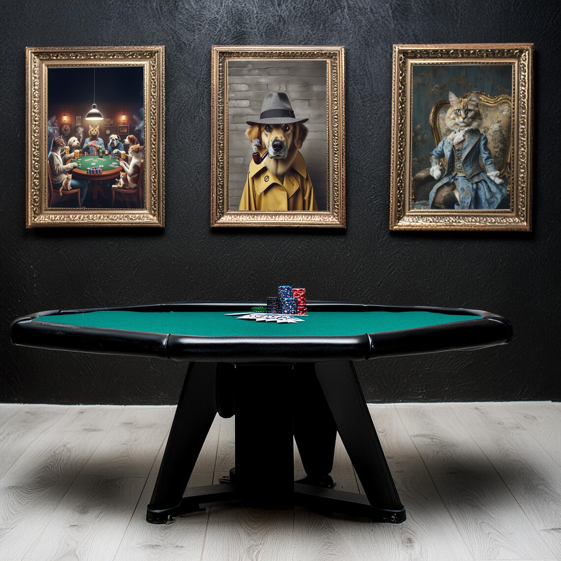 Dogs and Humans Playing Cards Animal Humor Card Table Pool Table Wall ...