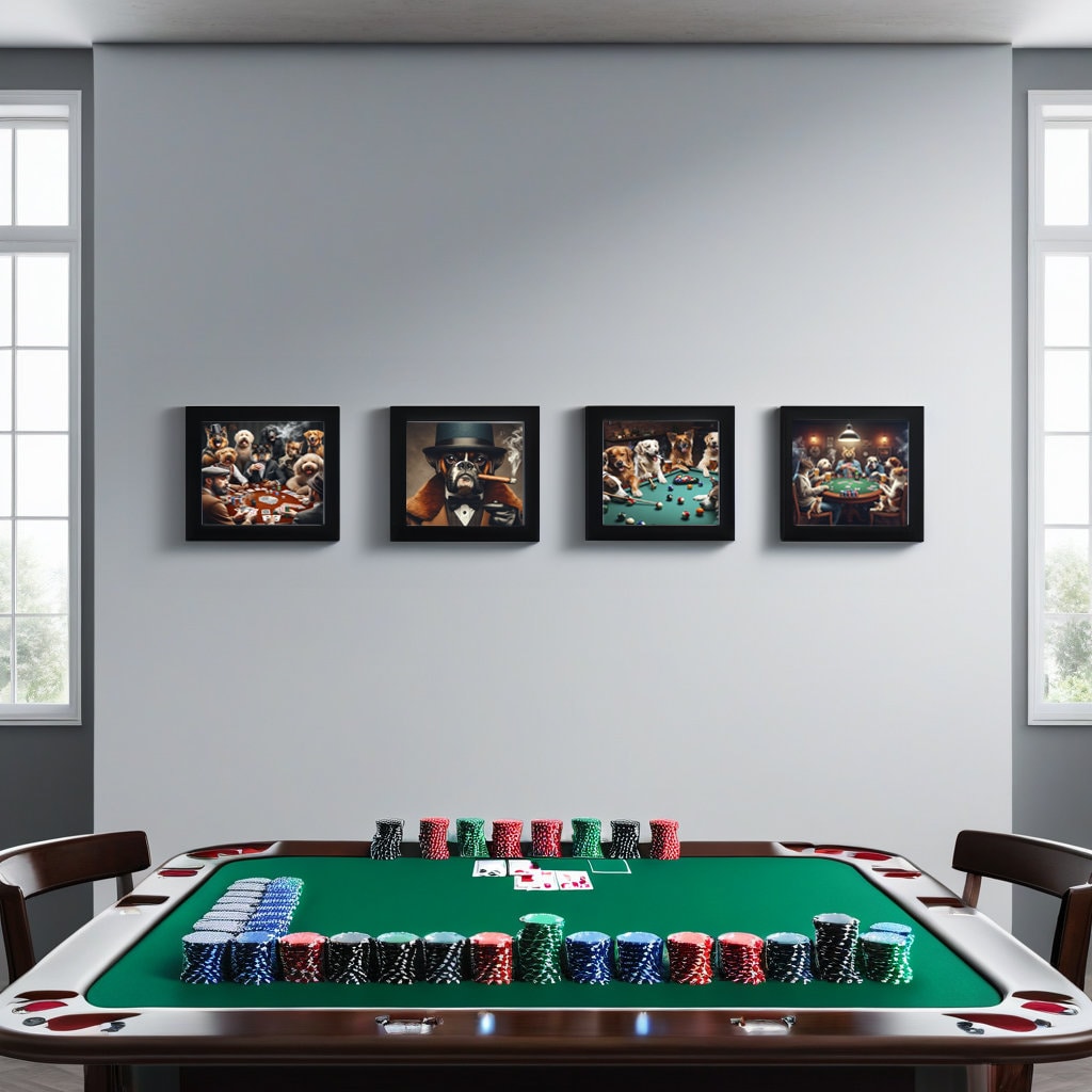 Three Dogs at the Pool Table Animal Humor Card Table Pool Table Wall ...