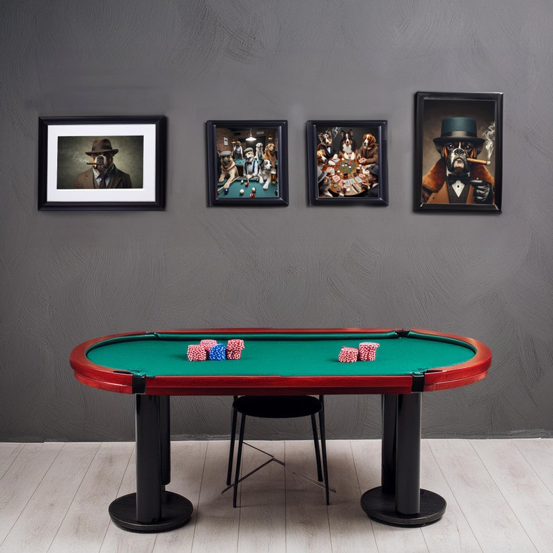 Three Dogs Playing Poker Animal Humor Card Table Pool Table Wall Decor ...