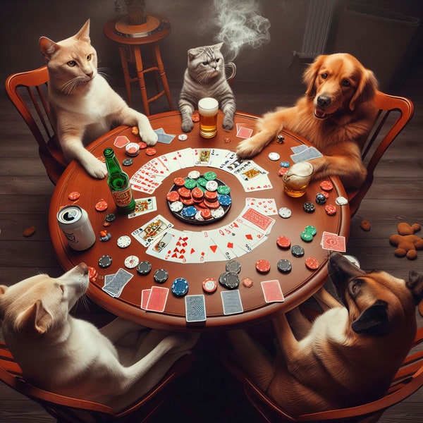 Dogs Around Poker Table - Etsy