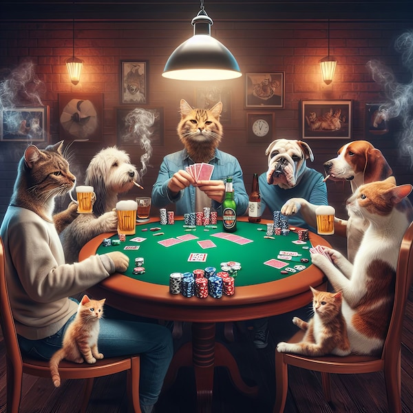 Dogs Around Poker Table - Etsy