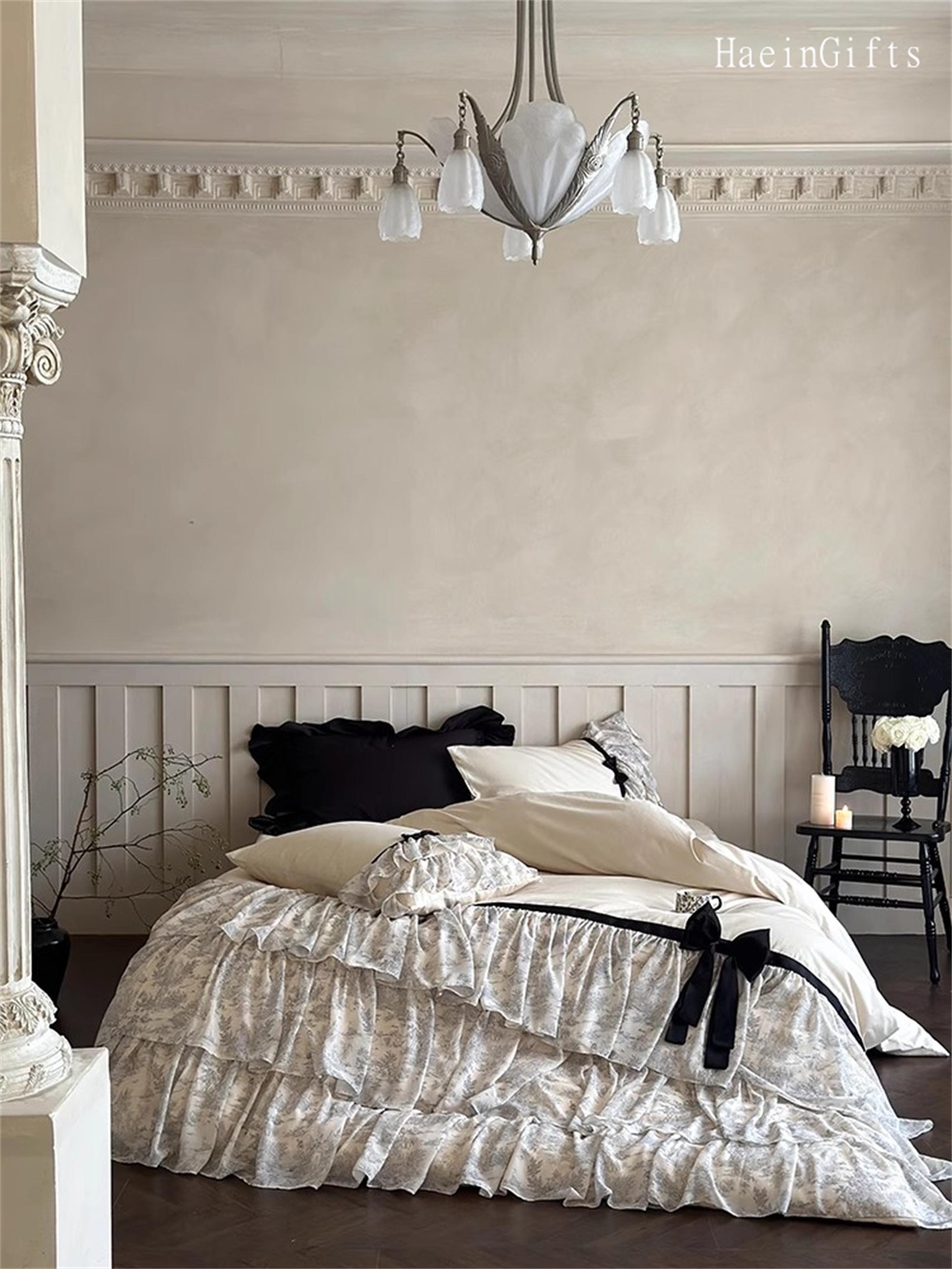 French Ruffle Bedding Set, Long Staple Cotton Duvet Cover Set, Beige ...