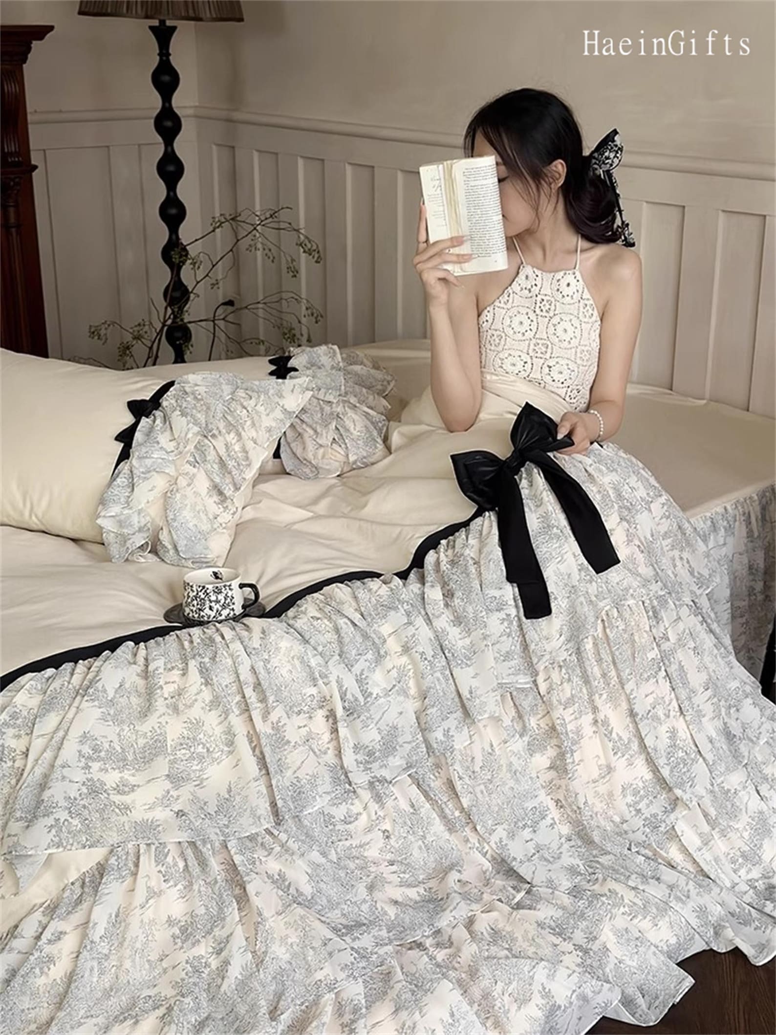 French Ruffle Bedding Set, Long Staple Cotton Duvet Cover Set, Beige ...