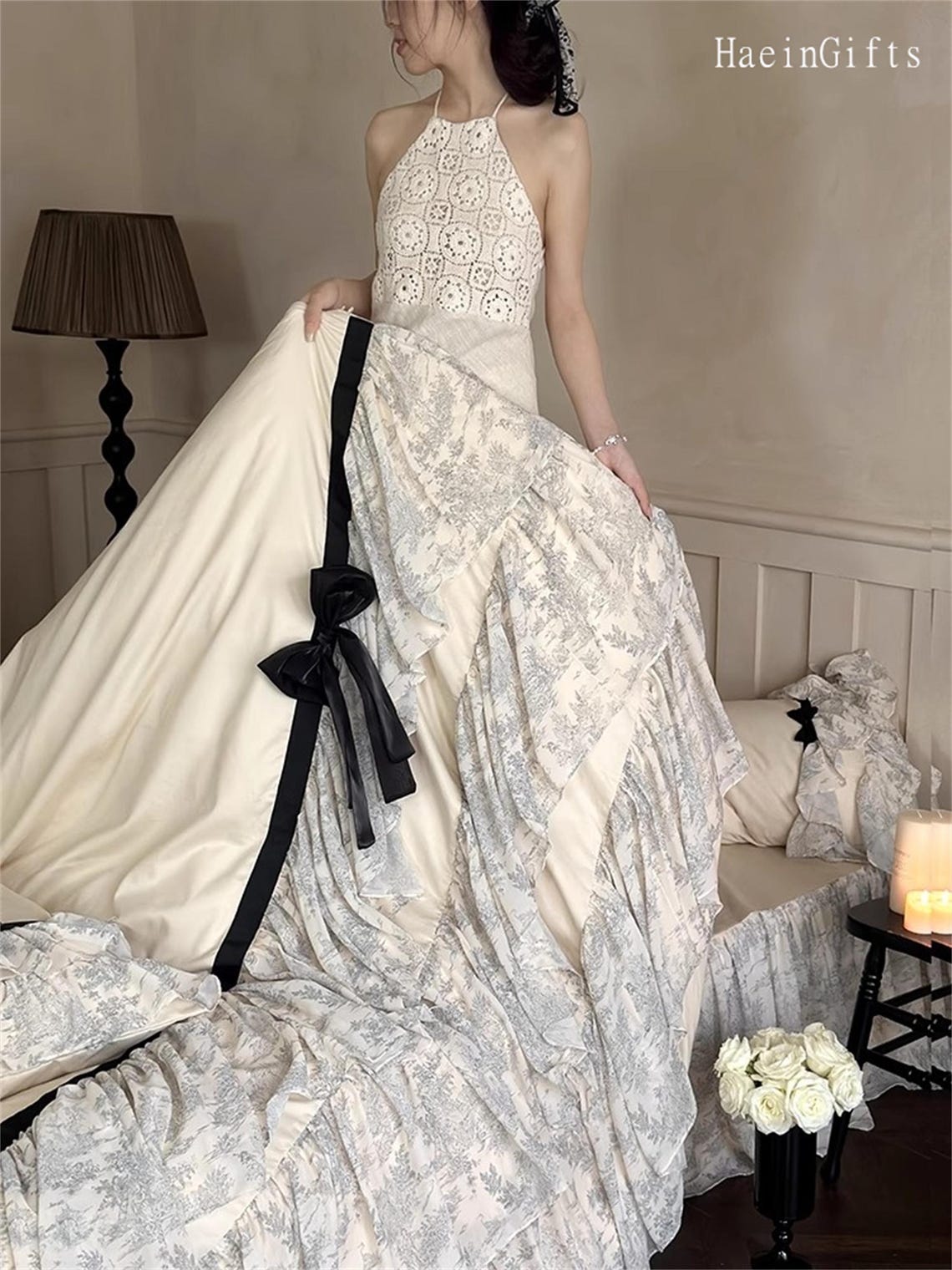 French Ruffle Bedding Set, Long Staple Cotton Duvet Cover Set, Beige ...