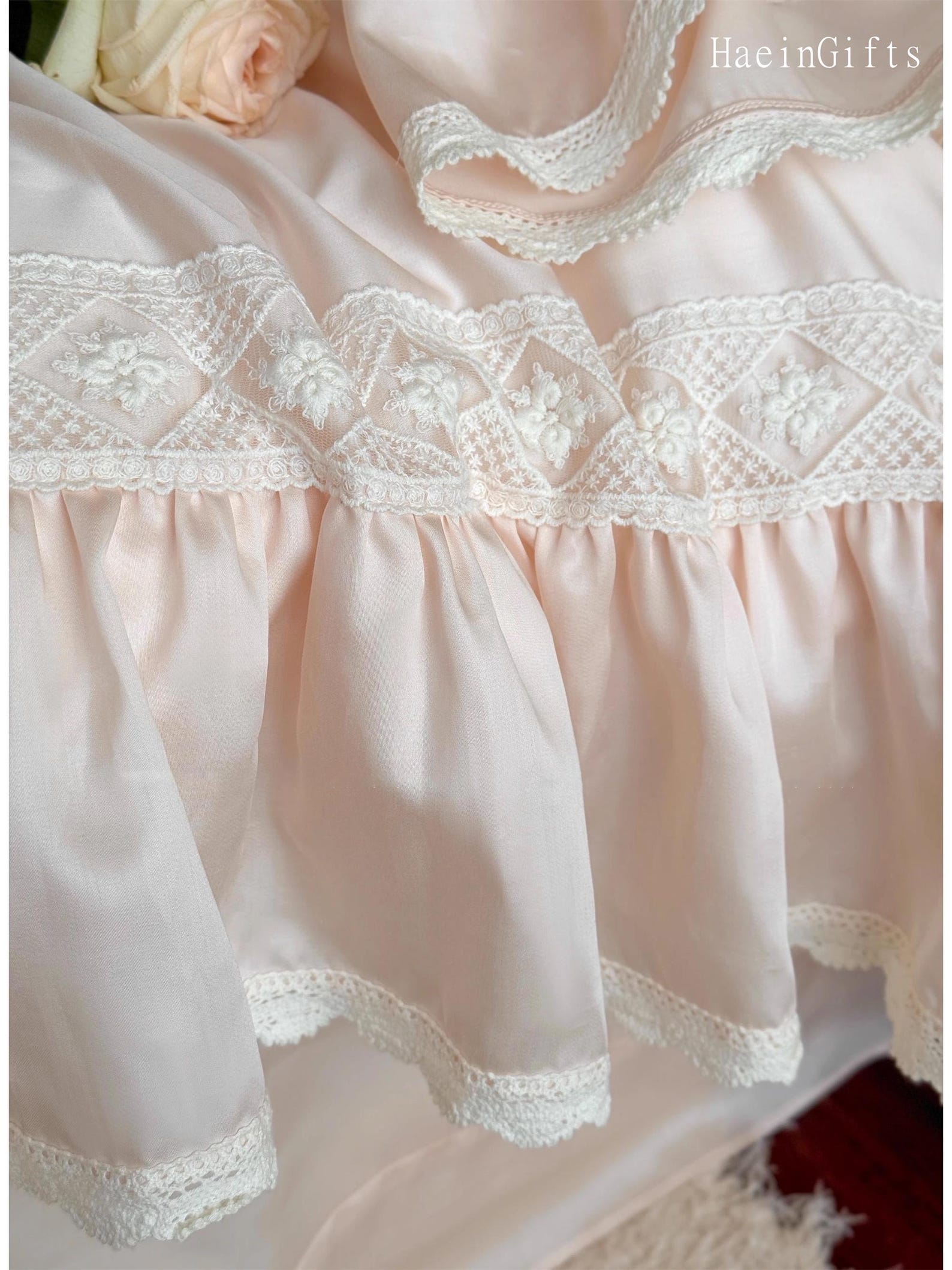 Silky Ruffle Bedding Set, Retro Duvet Cover, Pale Pink Duvet Cover Set ...