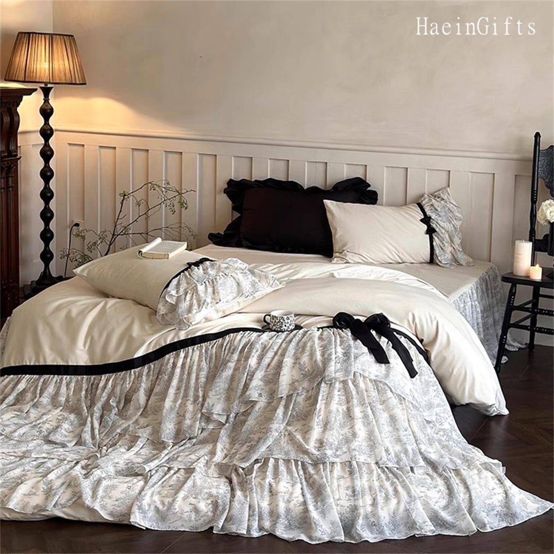 French Ruffle Bedding Set, Long Staple Cotton Duvet Cover Set, Beige ...