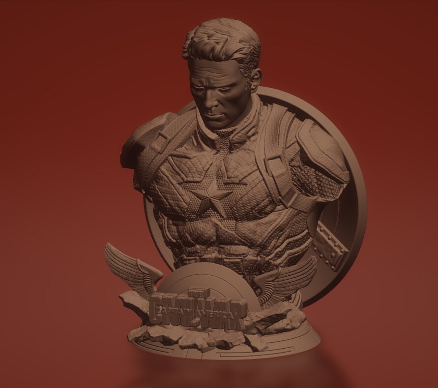 Marvel Captain America Bust STL File, 3D Digital Printing STL File for ...