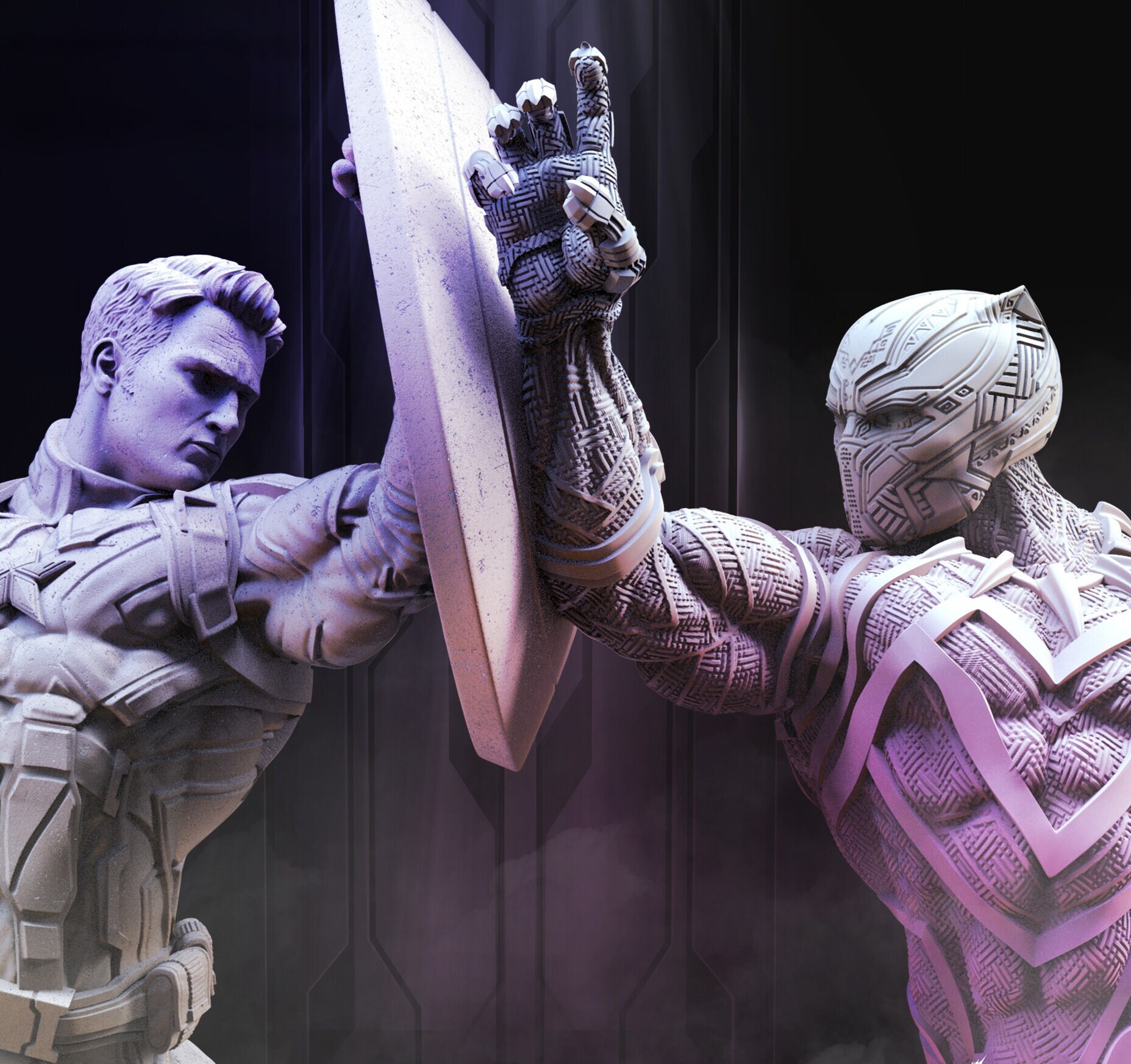 Marvel Black Panther Vs Captain America STL File, 3D Digital Printing ...