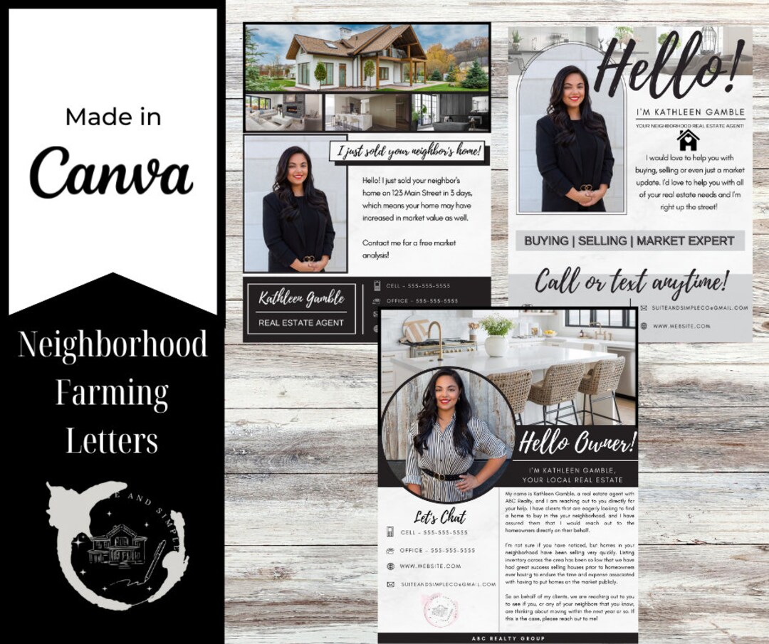Real Estate Agent Farming Letters, Real Estate Templates - Etsy