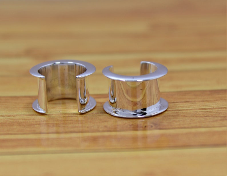 925 Sterling Silver Moon Saddle Plug Half Tunnel Moon Plugs Double ...