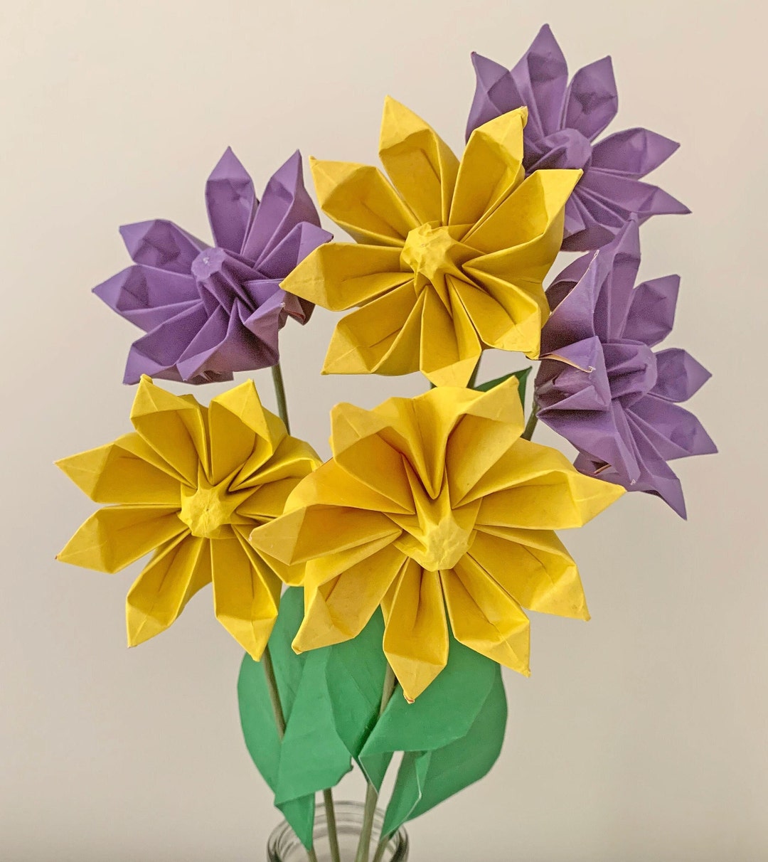 Free Shipping 6 Origami Paper Daisy Flowers, Bouquet, Paper Flower ...