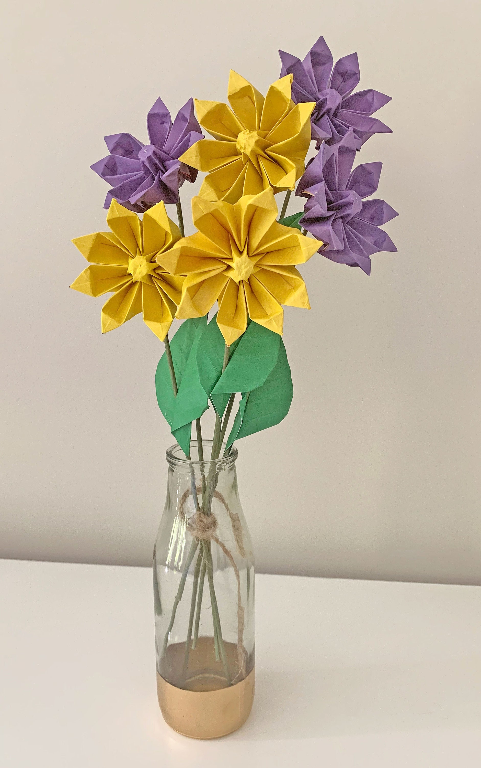 Free Shipping 6 Origami Paper Daisy Flowers, Bouquet, Paper Flower ...