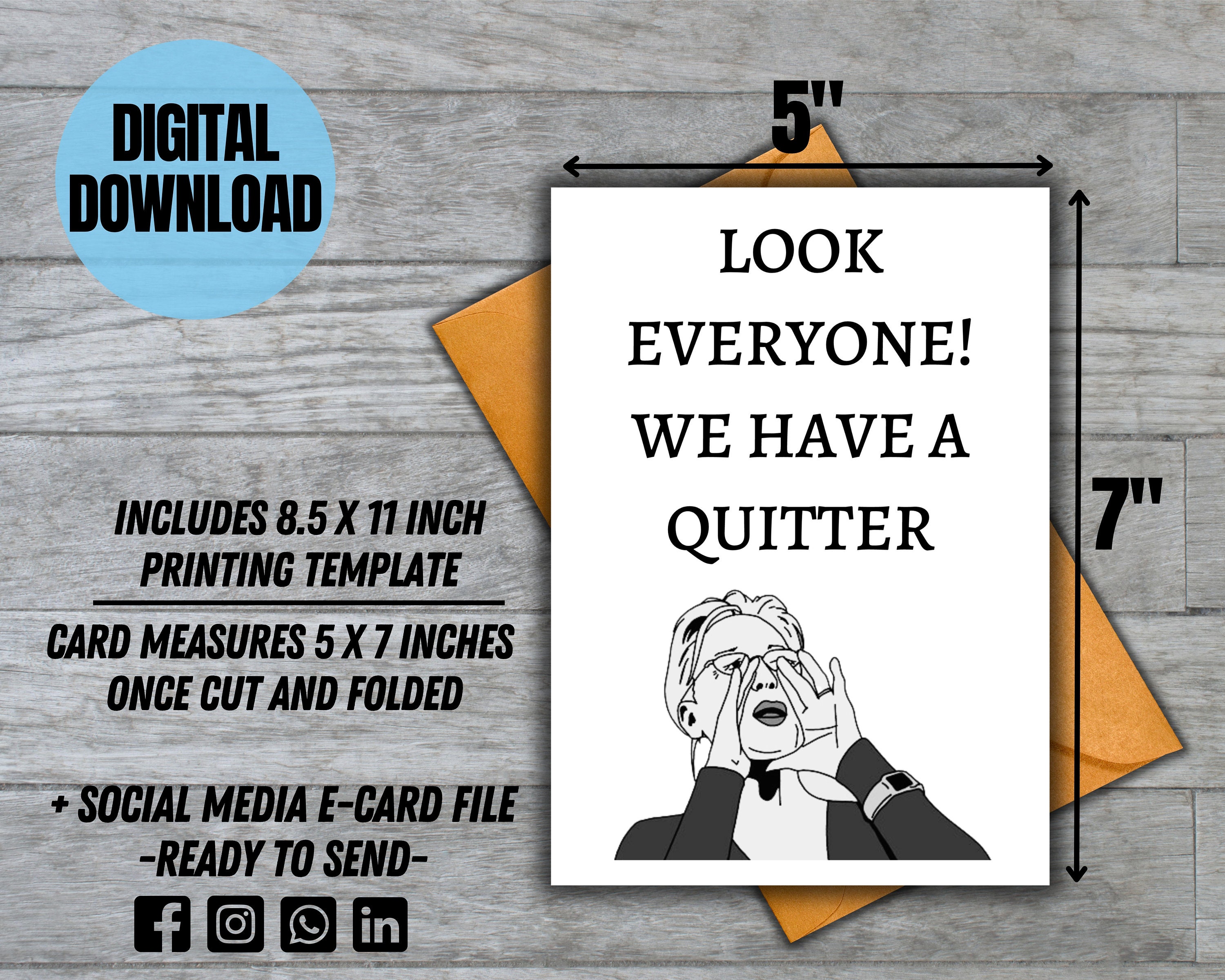 Printable Sarcastic Farewell Card - Humorous Farewell to Colleague ...