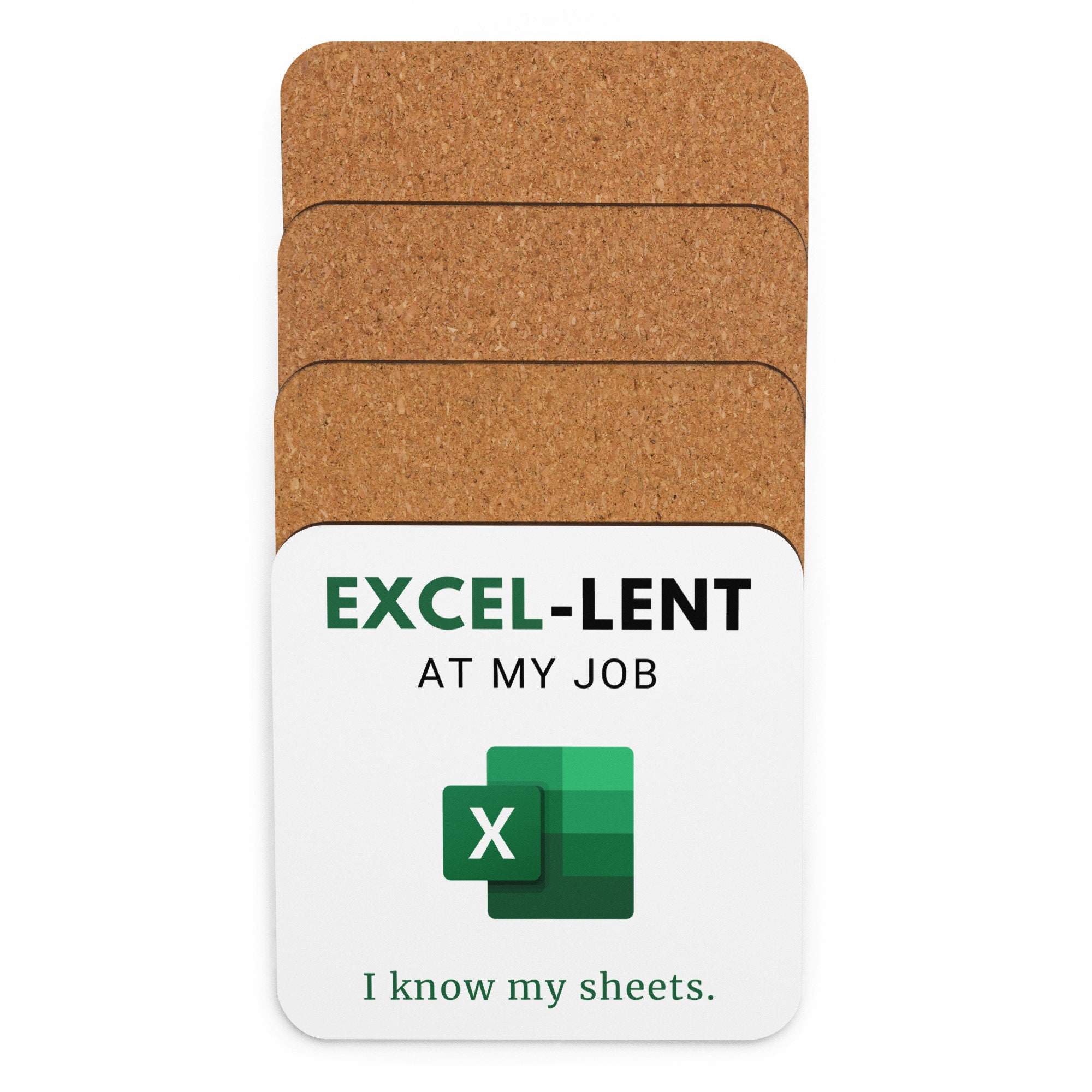 EXCEL-LENT at My Job Cork-back Coaster Excel Pro Coaster Co-worker Gift ...