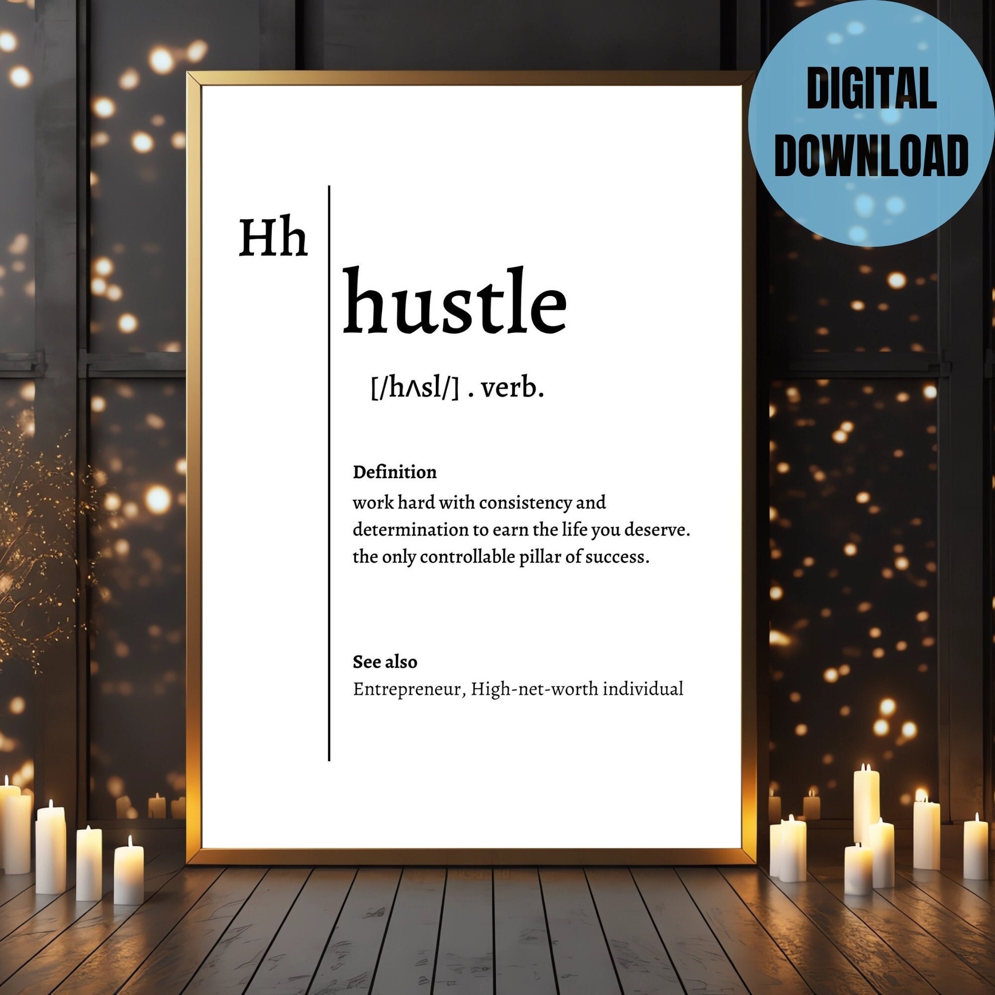 Printable Motivational WALL ART - Definition Hustle | Wall Decor ...