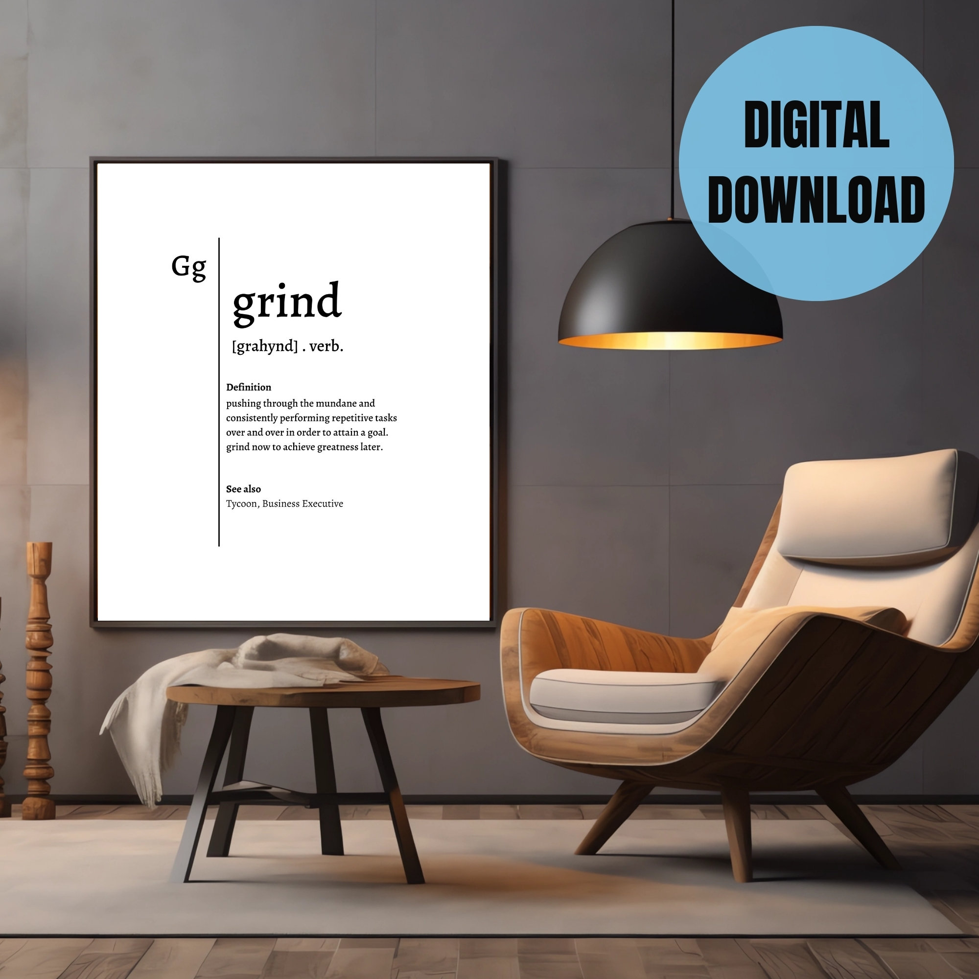 Printable Motivational WALL ART - Definition Grind | Wall Decor Finance ...