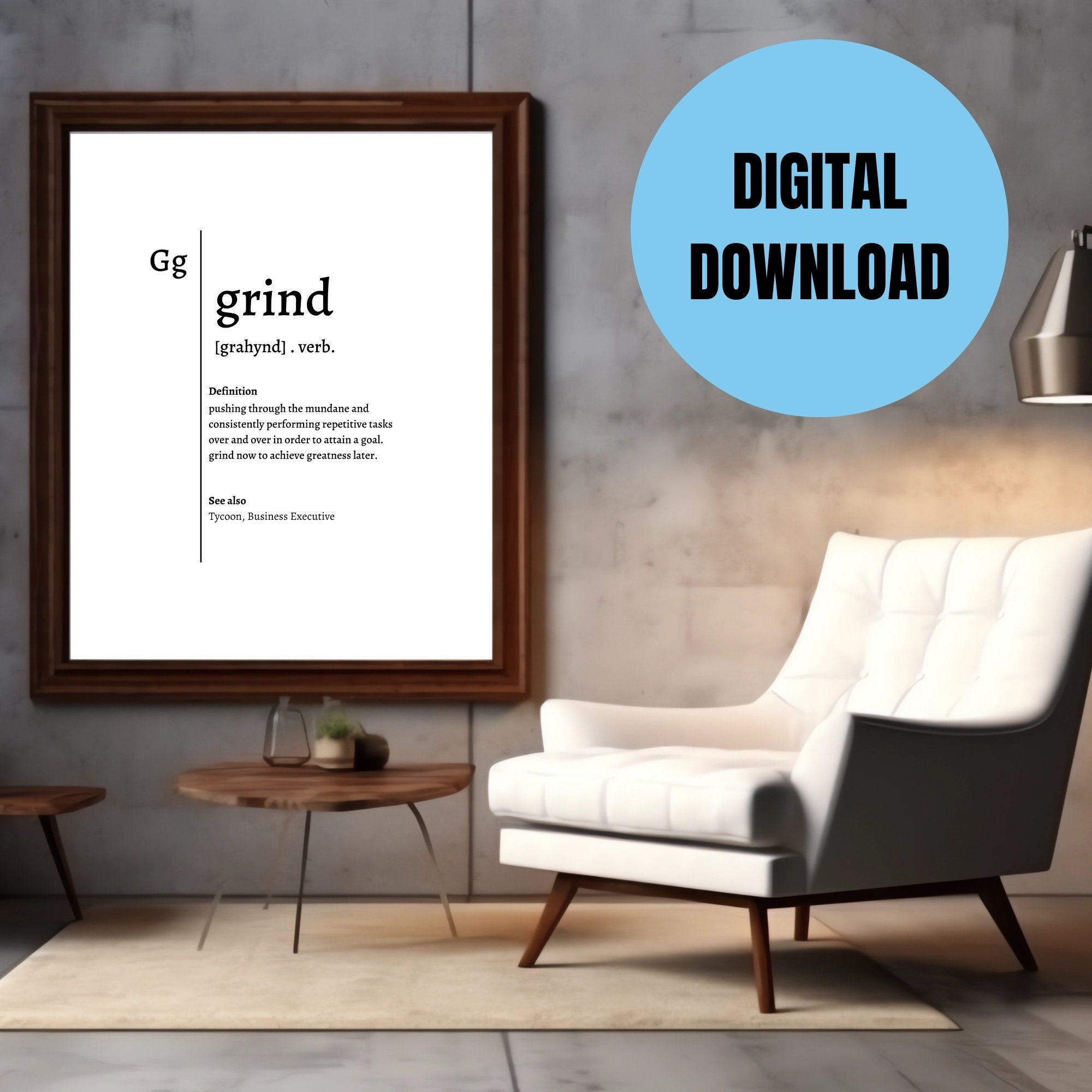 Printable Motivational WALL ART - Definition Grind | Wall Decor Finance ...