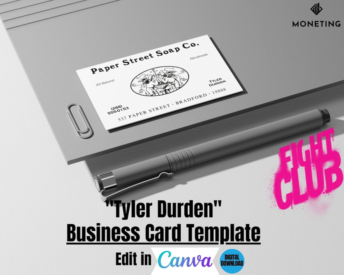 Printable Business Card Fight Club Style, Tyler Durden Business Card ...