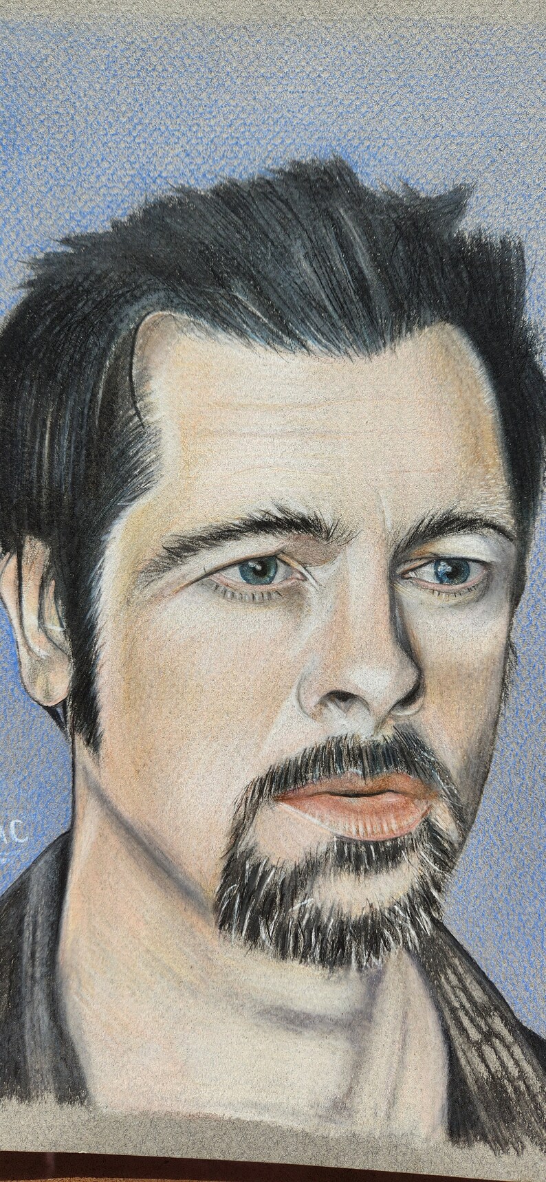 Brad Pitt Portrait Coloured Pencil Drawing 100% Hand Drawn - Etsy