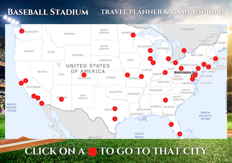 MLB Stadium Bucket List Tour Planner and Game Journal Digital Download ...