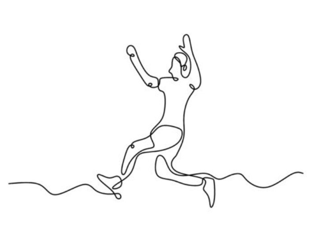 Continuous Line Drawing of Athlete Long Jump. Young Energetic Athlete ...