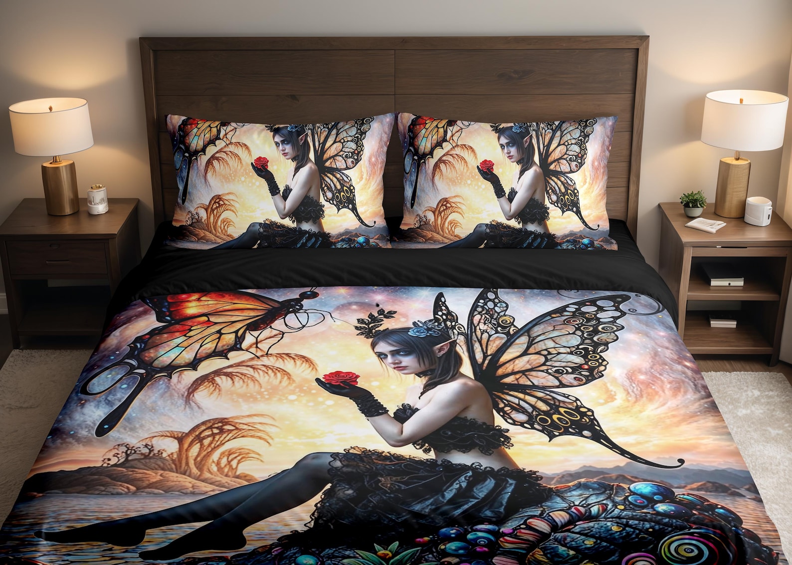 Black Goth Fairy Fantasy Beautiful Emo Unique Girly Girls Art: Duvet ...