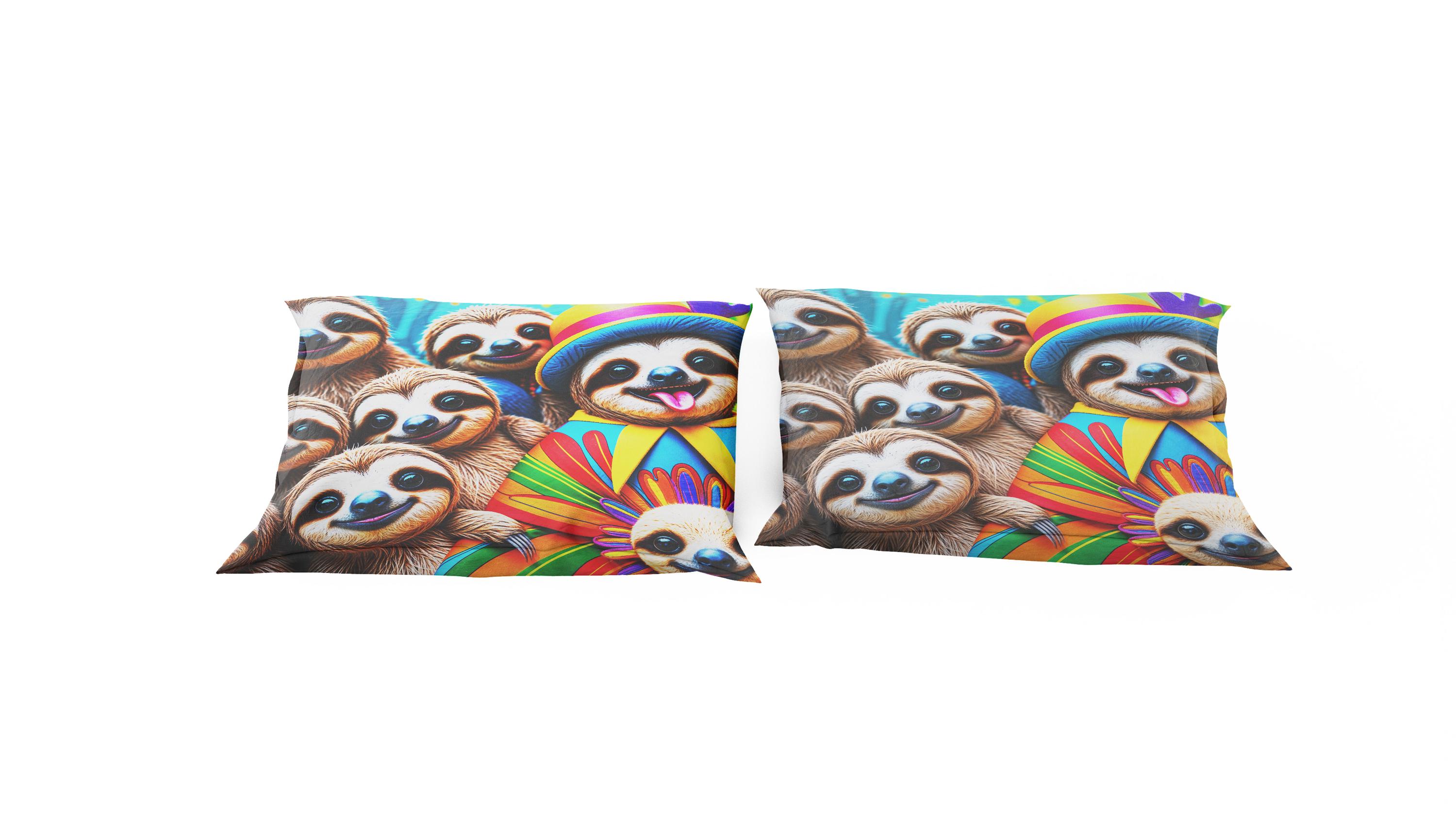 Sloths in Hats Funny Dressed up Kids Art Duvet Cover & Pillowcase Bed ...