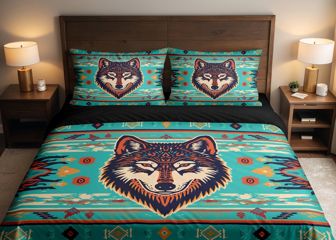 Wold Indian Tribe Retro Aztec Duvet Cover & Pillowcase Bed Set UK/USA ...