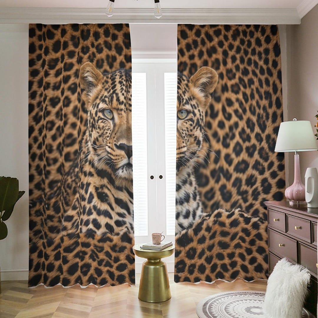 Leopard Print With Jungle Leopard Beautiful Blackout Curtains With ...