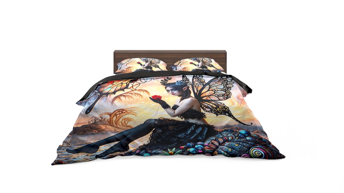 Black Goth Fairy Fantasy Beautiful Emo Unique Girly Girls Art: Duvet ...
