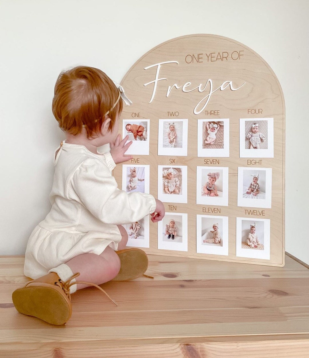 First Birthday Photo Board / One Year of Baby Memory Board / Birthday ...