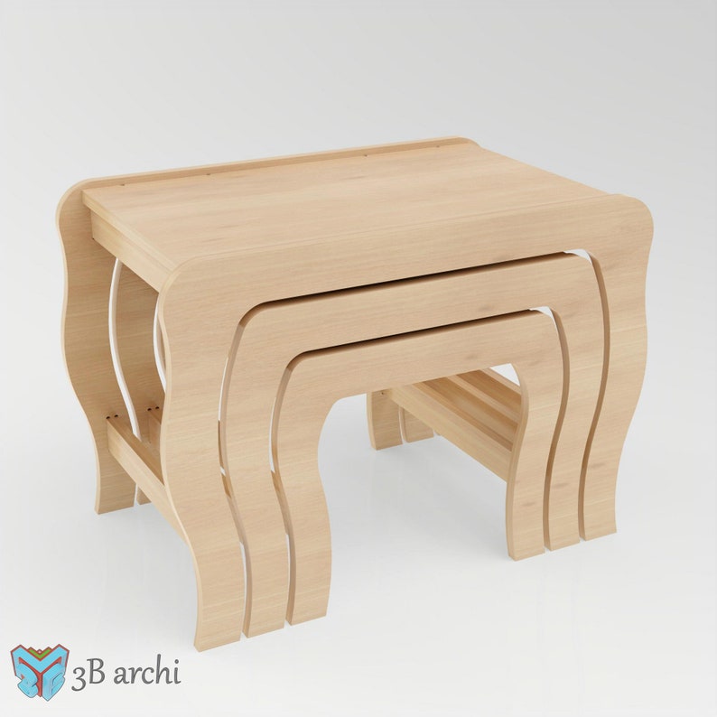 Nest of Tables CNC Files: 3 Piece Coffee Side Table Vector (digital ...