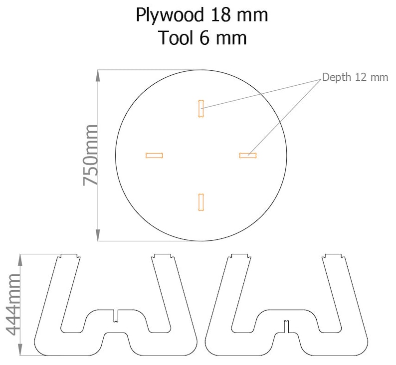 Round Coffee Table CNC Router Project: Plywood DXF Vector Files ...
