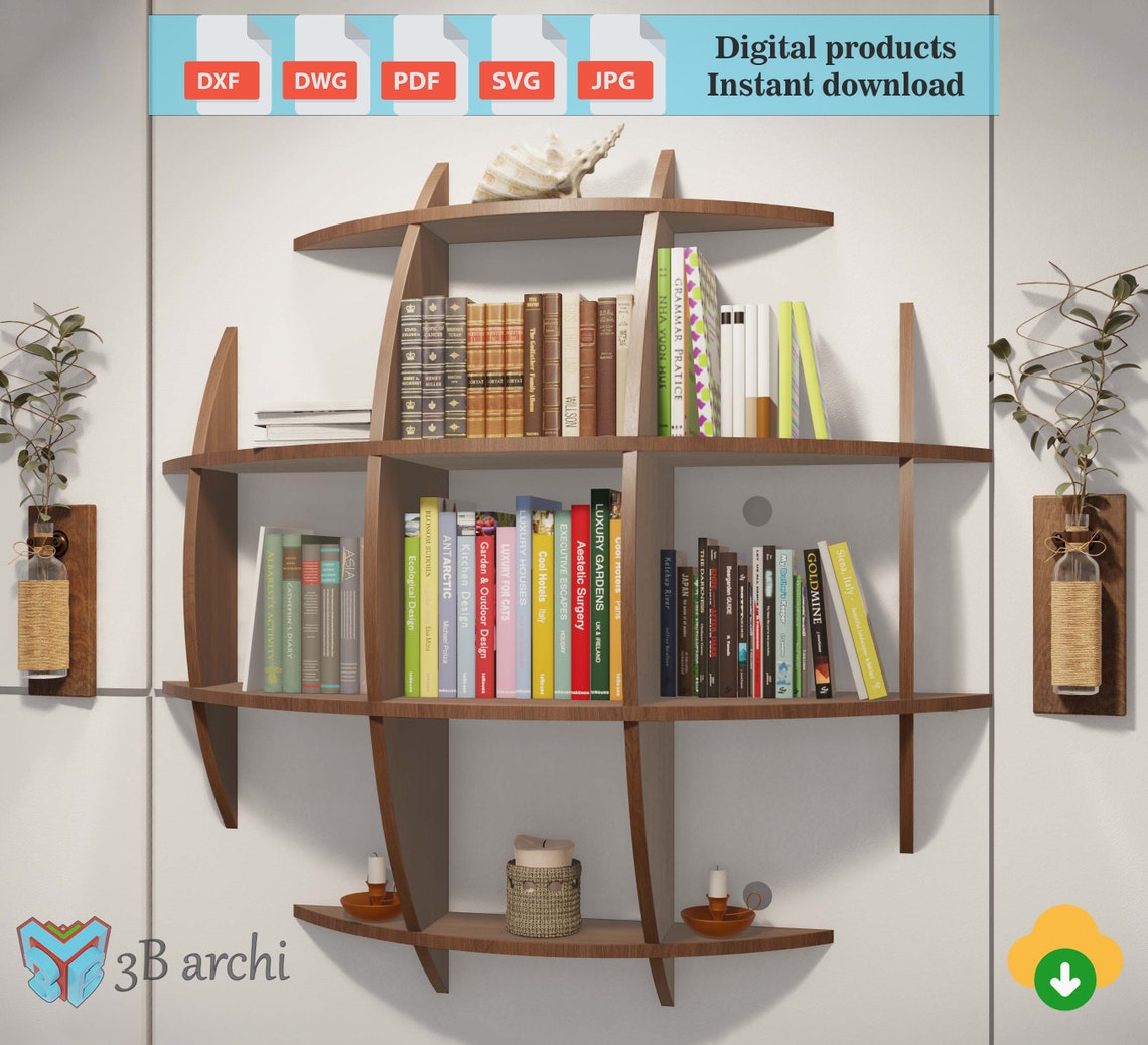 Sphere Bookshelf, Parametric Waffle Shelf, Hemispherical Shelf, Wall ...