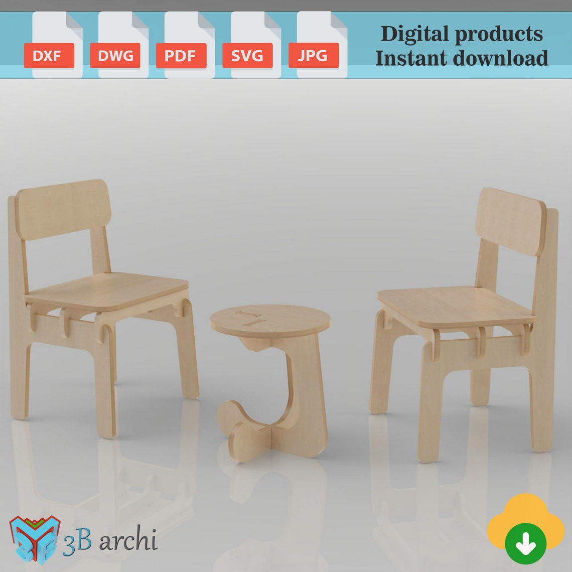 Table and Chair Set, Wooden Kids Table, Children Plywood Desk, Modern ...