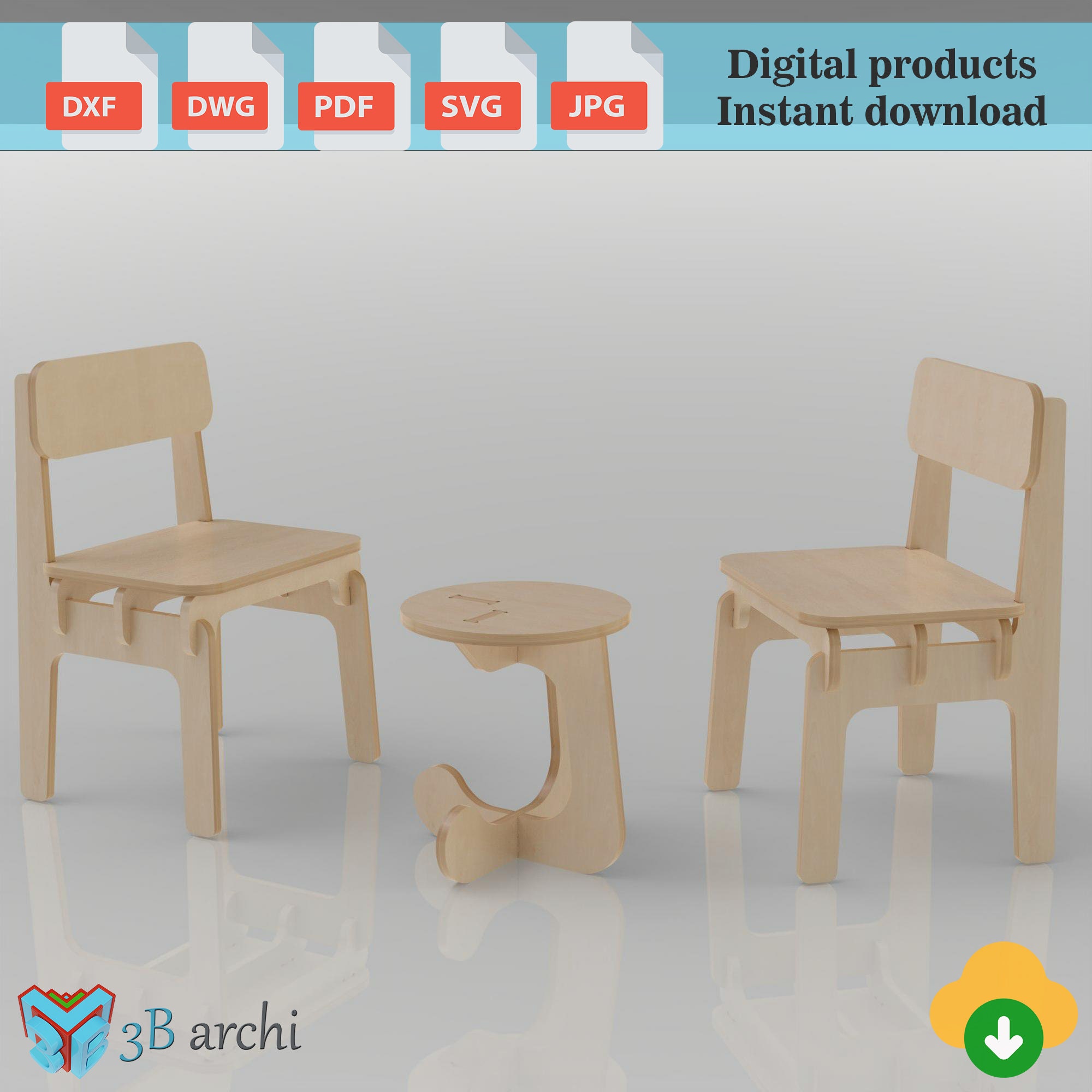 Table and Chair Set, Wooden Kids Table, Children Plywood Desk, Modern ...