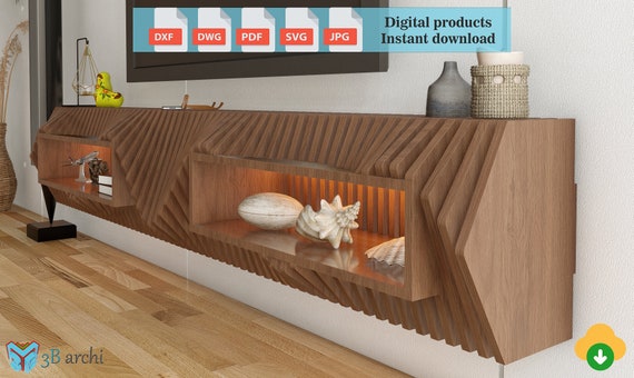 Mid century floating tv stand store