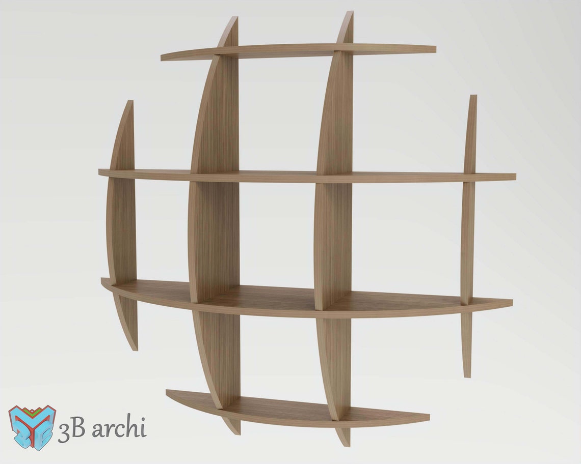 Sphere Bookshelf, Parametric Waffle Shelf, Hemispherical Shelf, Wall ...